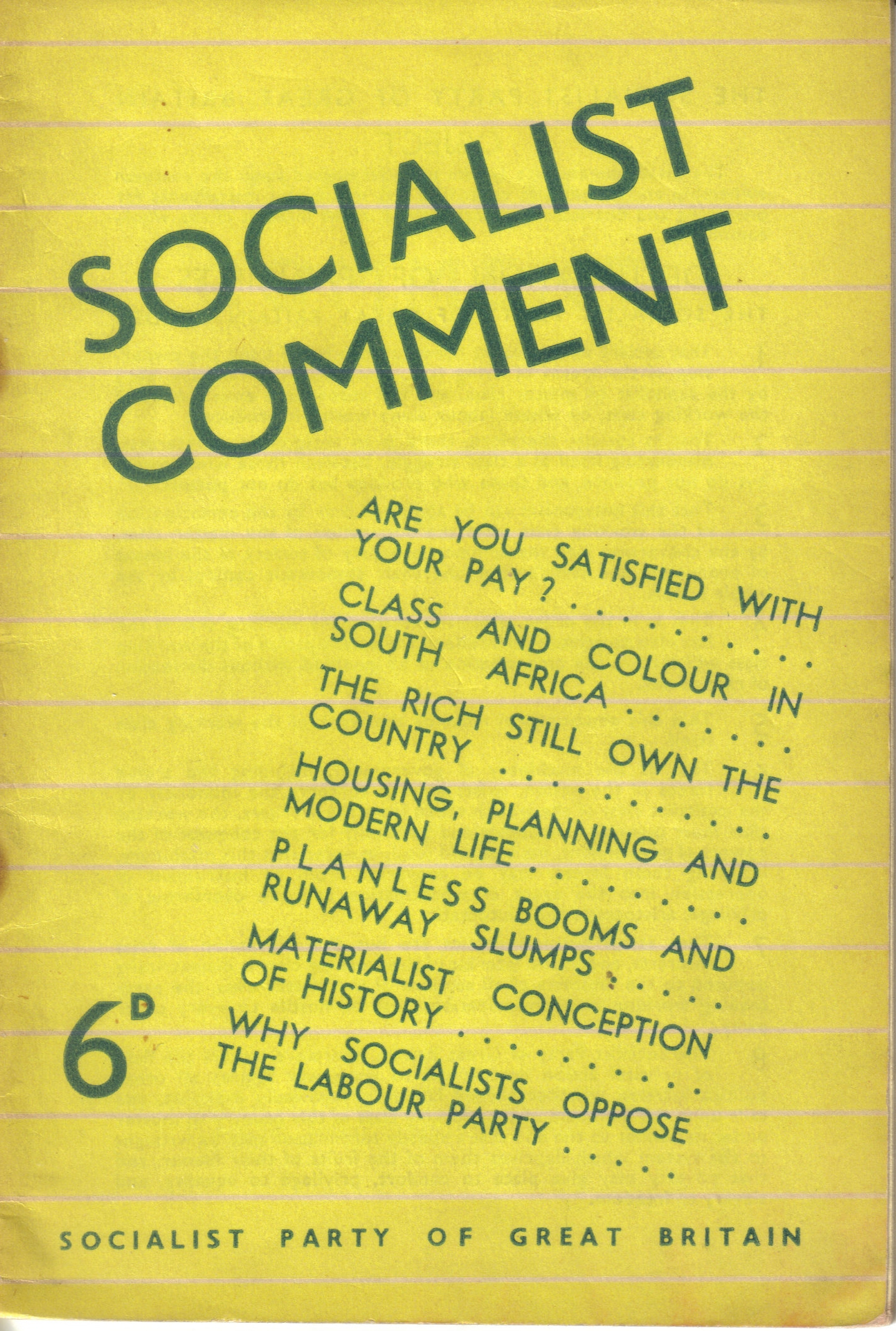 Socialist Comment – The Socialist Party of Great Britain