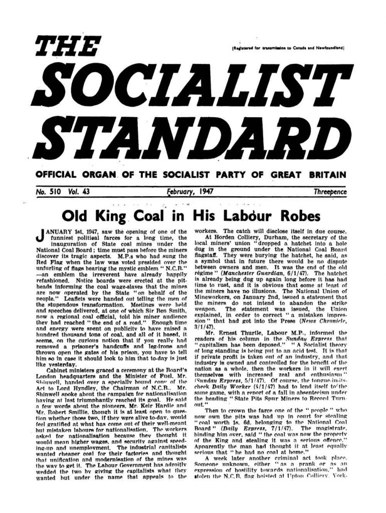No. 510 February 1947* – The Socialist Party of Great Britain