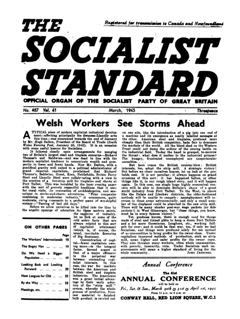 No. 487 March 1945* – The Socialist Party of Great Britain